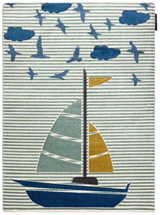 Hans Home | Dětský kusový koberec Petit Sail boat green - 120x170