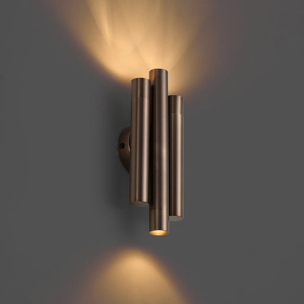 Moderní nástěnné svítidlo tmavě bronzové se 3 světly - Pipes