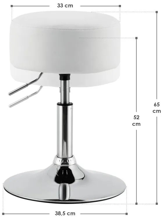 Bílý taburet k toaletce s nastavitelnou výškou