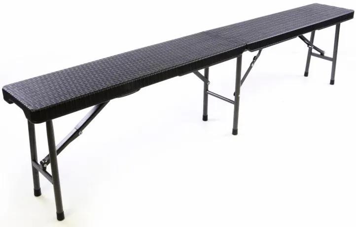 Garthen 37105 Skládací zahradní lavice v ratanovém designu - 180 x 25 cm