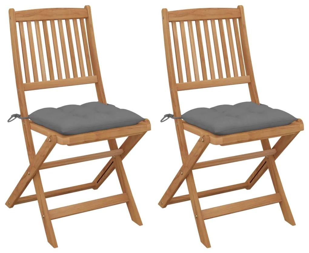 3064660 vidaXL Skládací zahradní židle s poduškami 2 ks masivní akáciové dřevo