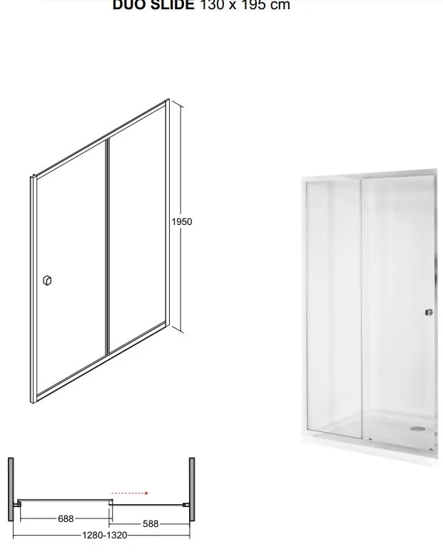 Besco Duo Slide sprchové dveře, black Rozměr sprch.dveří: 110cm