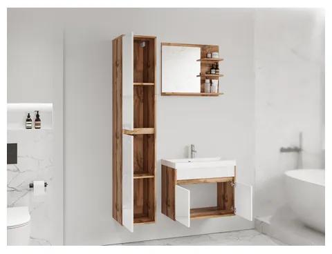 Koupelnový nábytek Garmuzo, Barva: wotan / wotan + bílý lesk, Sifon k umyvadlu: ne, Baterie: Economico BYU 020M
