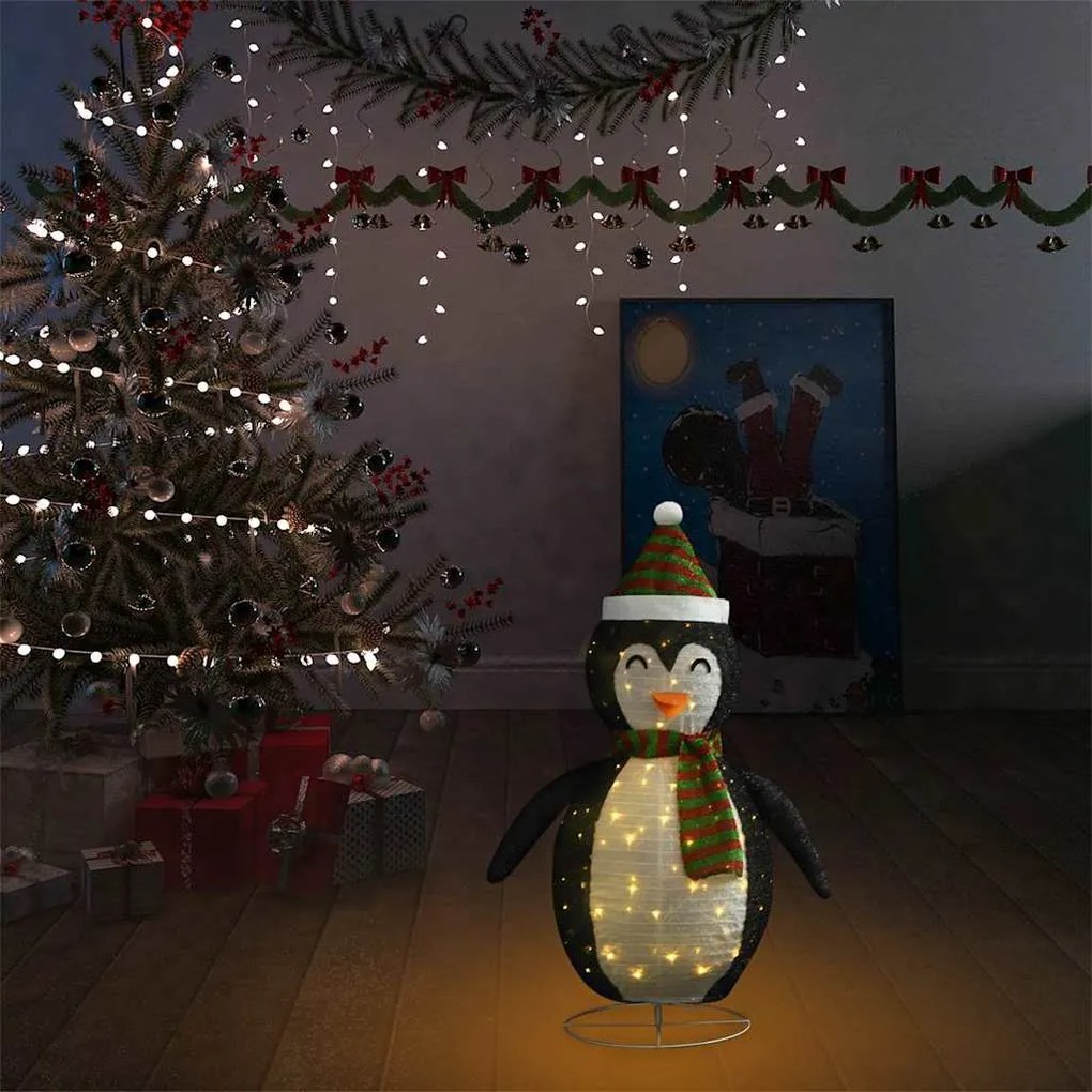Dekorativní vánoční tučňák s LED luxusní tkanina 60 cm 328500