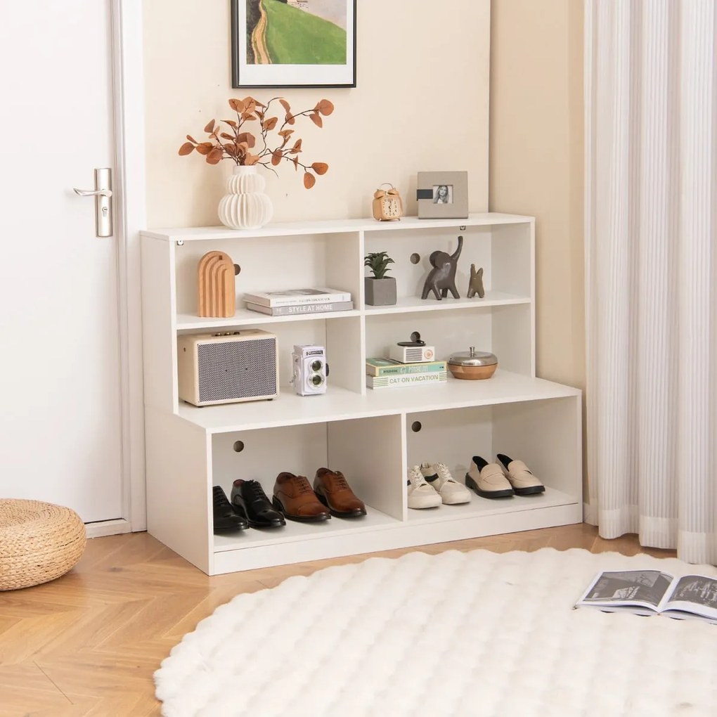 Costway Botník s 6 přihrádkami 2-in-1 kombinace police a botníku Moderní