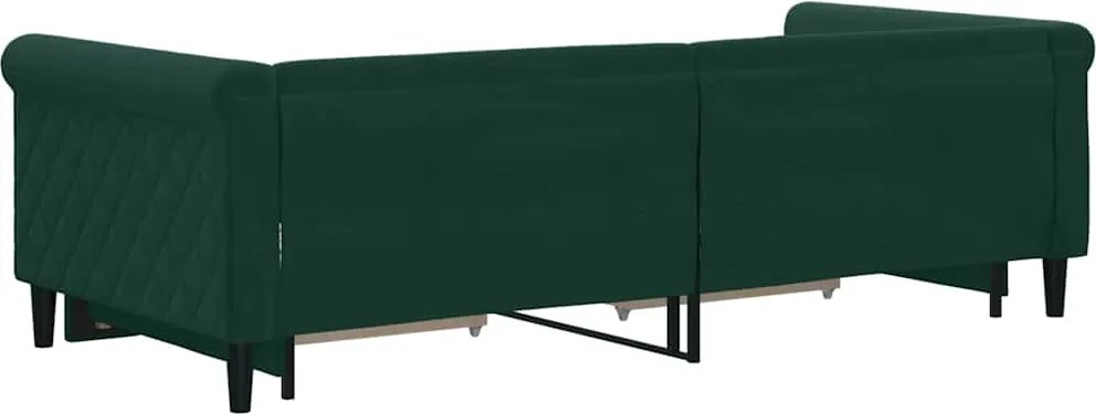 Válenda s přistýlkou a zásuvkami tmavě zelená 90 x 200 cm samet 3197821