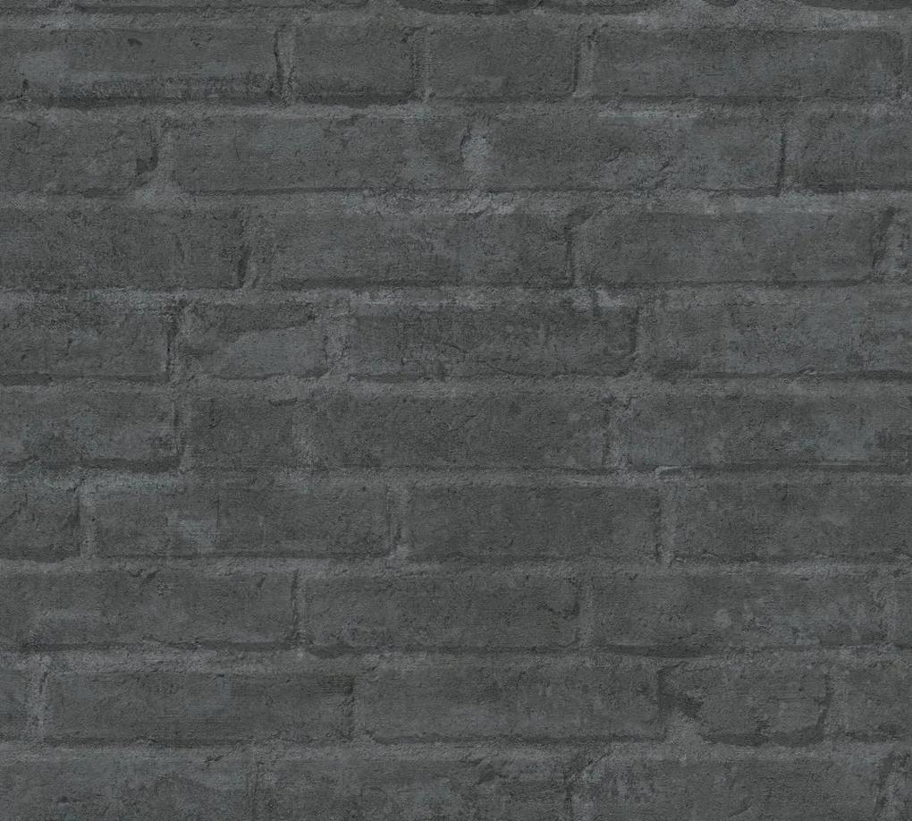 Vliesová tapeta šedo-černé cihly 377475 / Tapety na zeď 37747-5 Industrial (0,53 x 10,05 m) A.S.Création