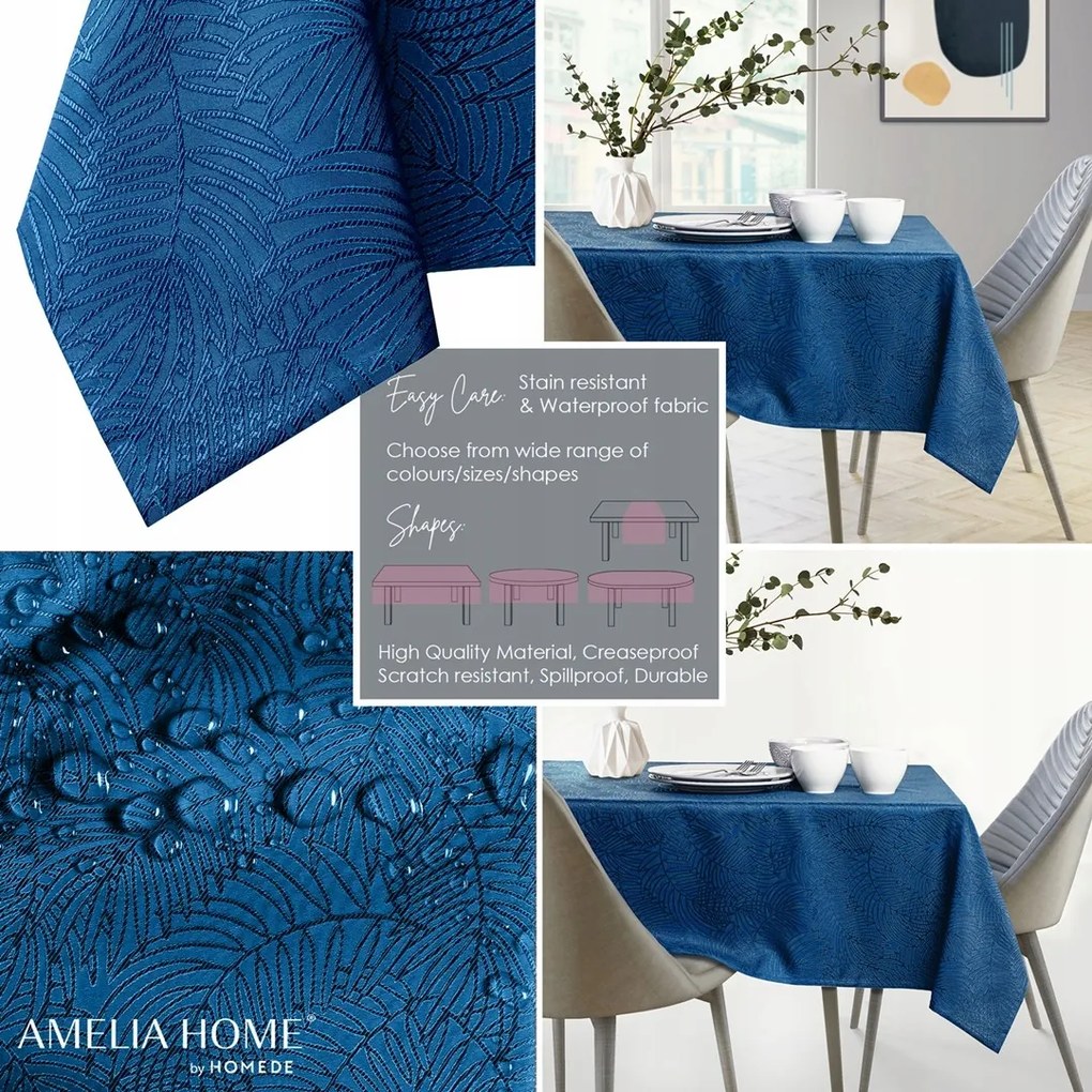 Ameliahome Gaia Rostlinný Lisovaný Obrus 100X100 -100x100- Indigo