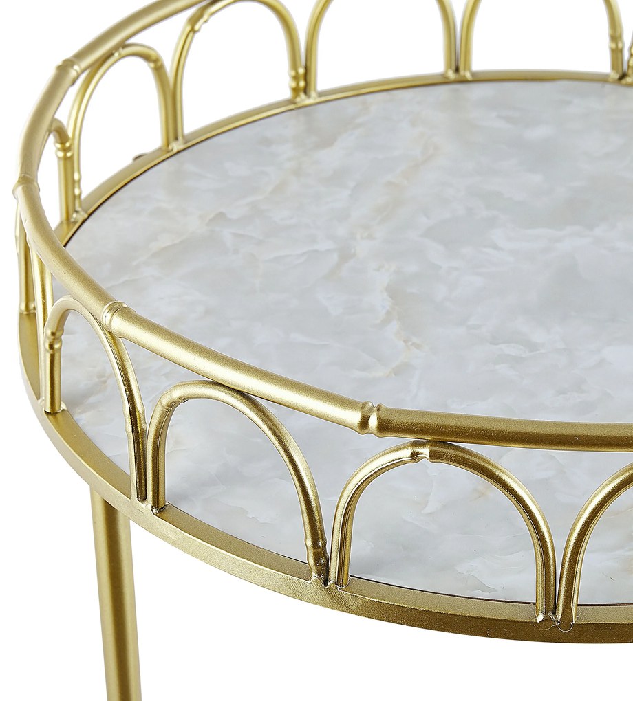 Zlatý kuchyňský vozík s mramorovým efektem SHAFTER Beliani