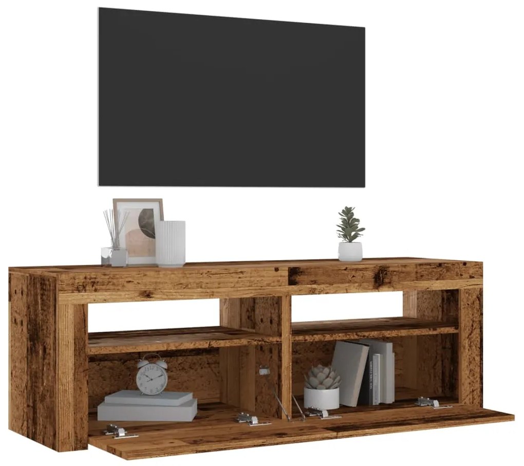 TV stolek s LED old wood 120 x 35 x 40 cm kompozitní dřevo