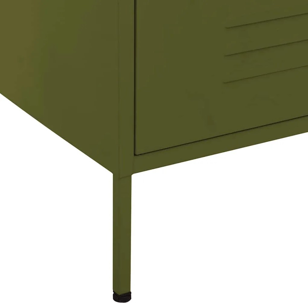 Komoda se zásuvkami olivově zelená 80 x 35 x 101,5 cm ocel 336198