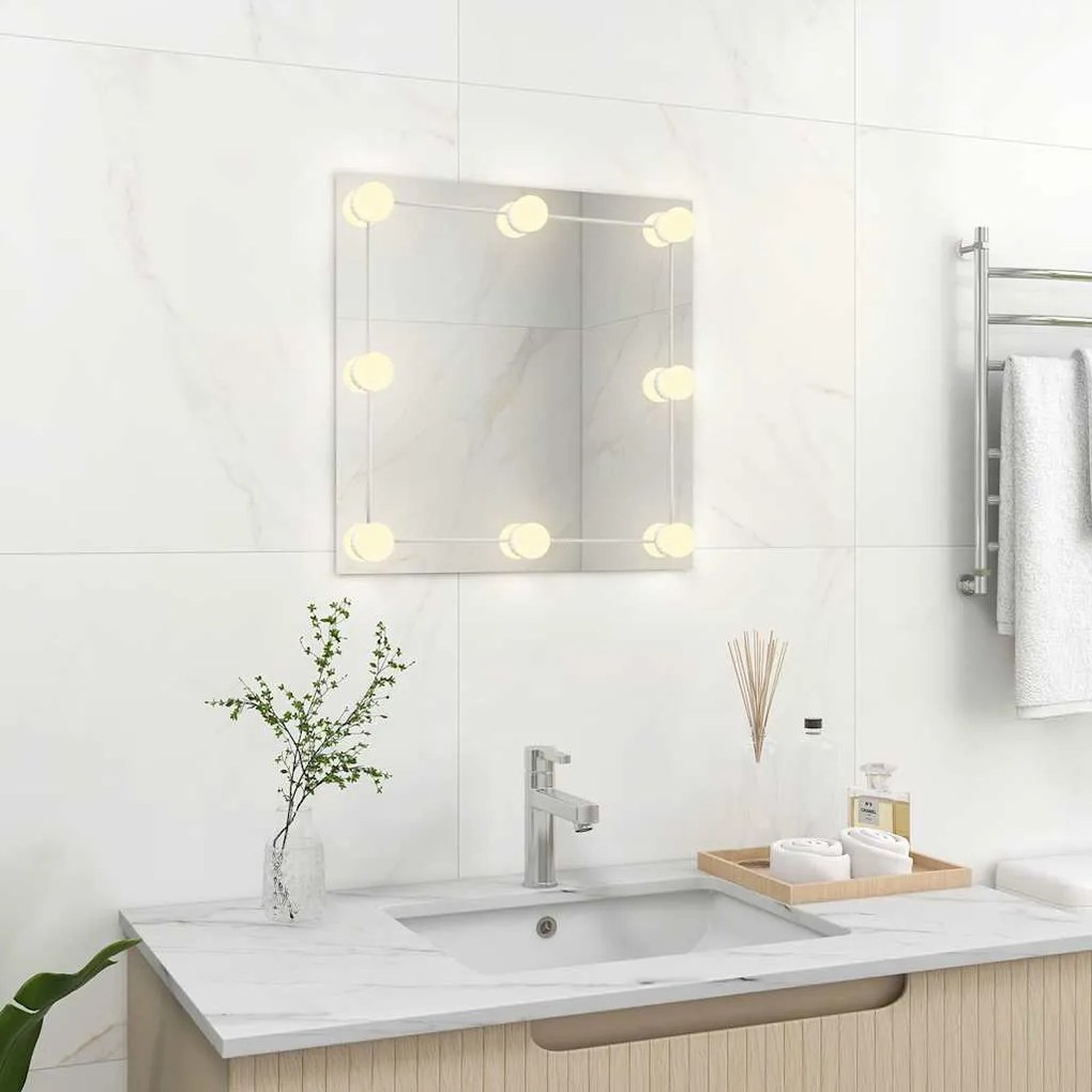 Nástěnné zrcadlo s LED osvětlením čtvercové sklo 3078636
