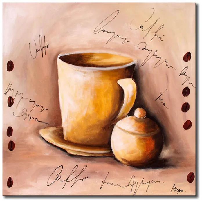 Obraz Šálek kávy (1-dílný) - kompozice z nátury v kavárně