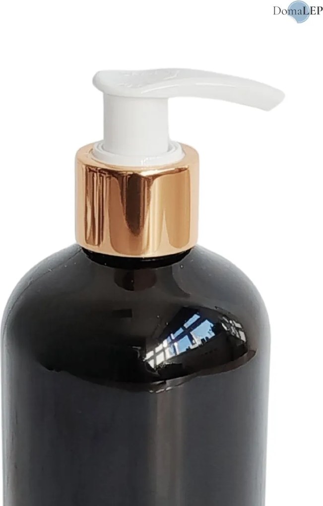 Dávkovač na mýdlo 300 ml černý s bilo-zlatou pumpičkou BELA