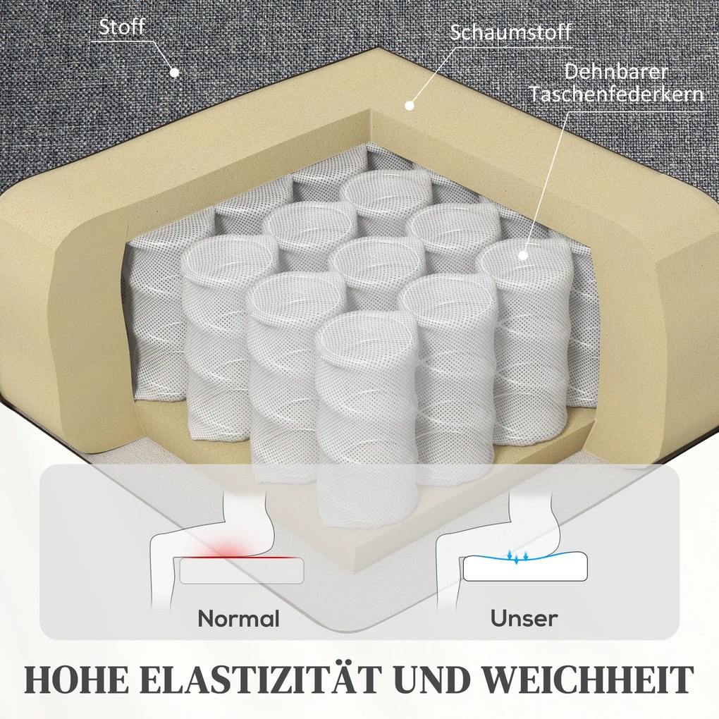 HOMCOM Elektrické relaxační křeslo s funkcí asistence při vstávání, dálkové ovládání, měkká pěna, boční kapsa, potah ve vzhledu lnu, šedá 713-192V90CG