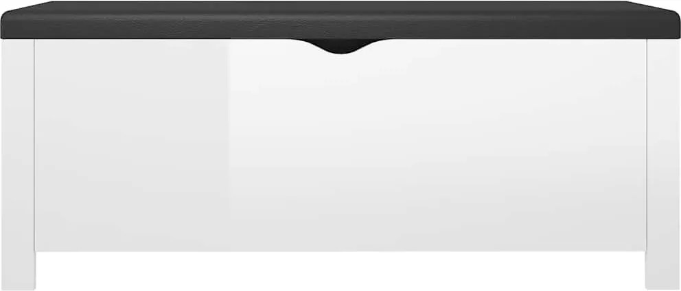 Úložný box s poduškou bílá vysoký lesk 105x40x45 cm kompozit 326774