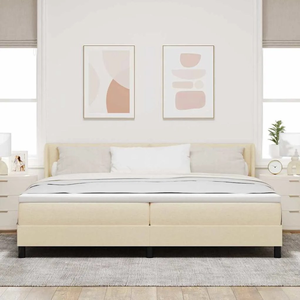 Postel s boxspringem s čelo Krémová 200 x 200 cm textil 3341130