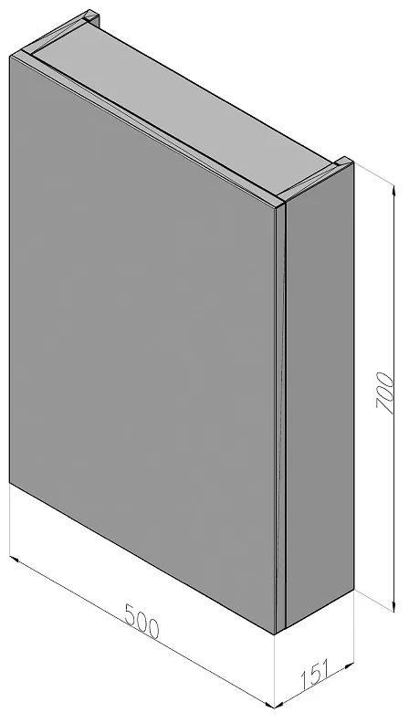 Jednokřídlá, zrcadlová skříňka Plano Bern 50 cm