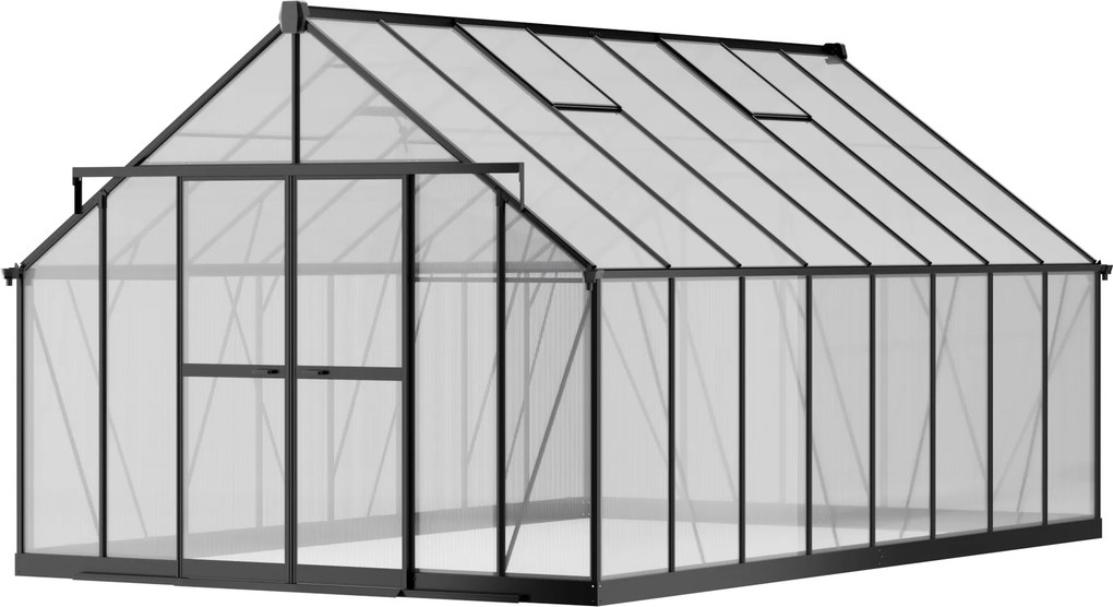 Skleník 245 x 305 x 488 cm, zesílená konstrukce, polykarbonát 6 mm