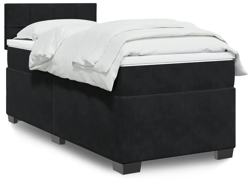Box spring postel s matrací černá 80 x 200 cm samet 3288464