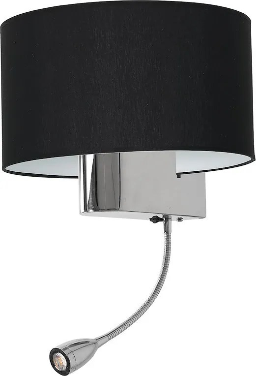 Nástěnné svítidlo Napoli, 1x černé textilní stínítko + 1xLED 1w, ch