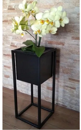 Alplast Kovový Scandi stojan/květináč 50cm vysoký, černý