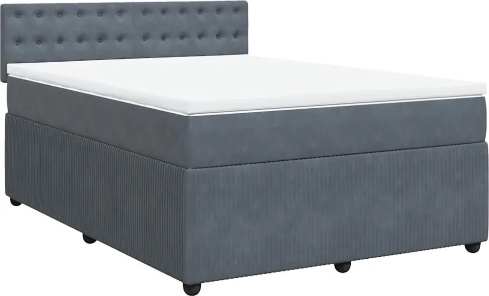 Box spring postel s matrací tmavě šedý 140 x 190 cm samet 3290047