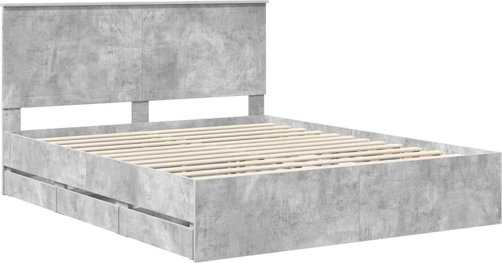 Rám postele s čelo Betonově šedá 160 x 200 cm Inženýrské dřevo 3411099