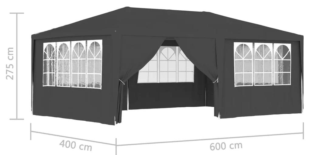 vidaXL Profesionální party stan s bočnicemi 4x6 m antracitový 90 g/m²