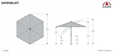 Derby Basic Lift NEO 180 cm – naklápěcí slunečník s klikou : Desén látky - 820