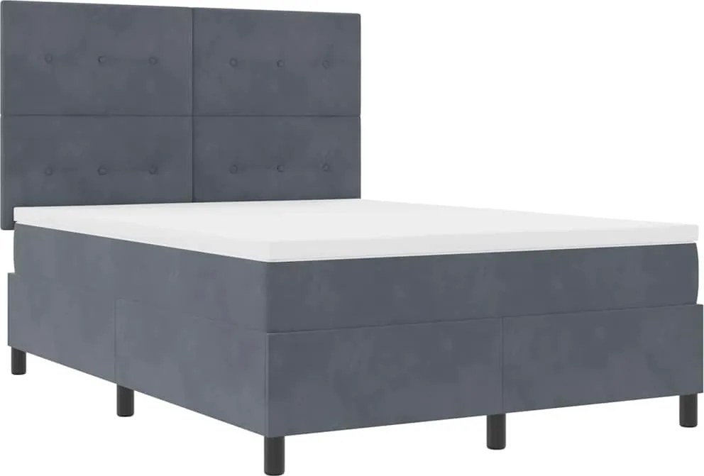 Postel s boxspringem s čelo Tmavě šedá 140 x 200 cm samet 3339837