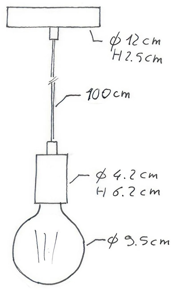 creative cables Závěsná lampa s textilním kabelem a jednobarevnými kovovými detaily Barva: Černá