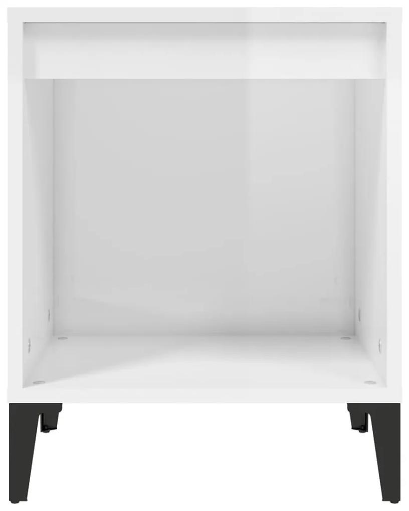 Noční stolek bílý s vysokým leskem 40x35x50 cm