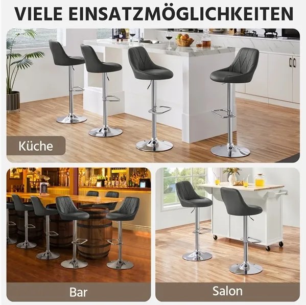 Sada 2 ks – Barová židle Yaheetech – tmavě šedá, umělá kůže (267310095271)
