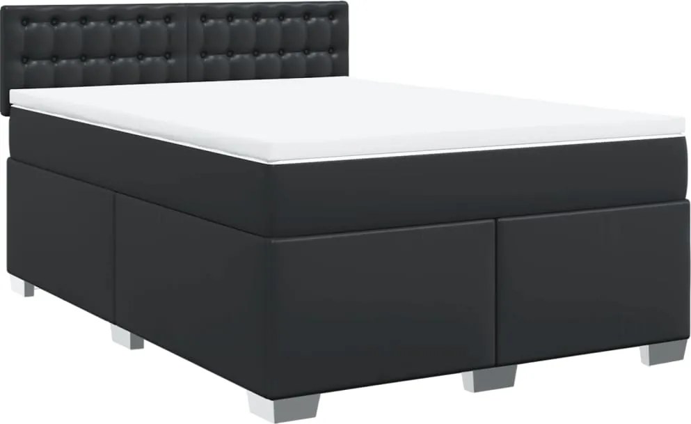 Box spring postel s matrací černá 160x200 cm umělá kůže 3288428
