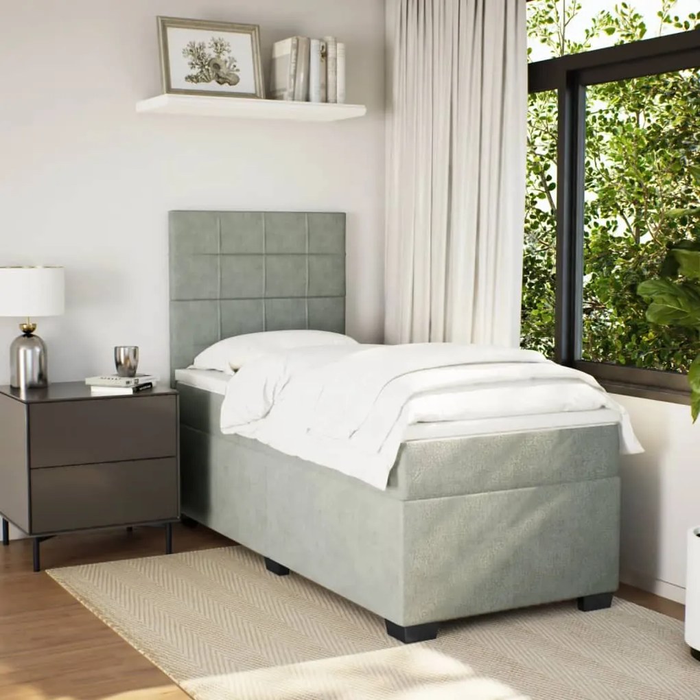 Box spring postel s matrací světle šedá 80 x 200 cm samet 3290762