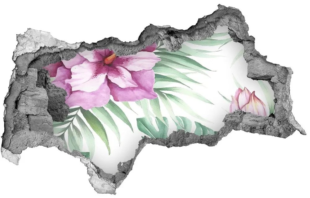 Wallmuralia Nálepka 3D díra na zeď Hawajské květiny 95x73 cm