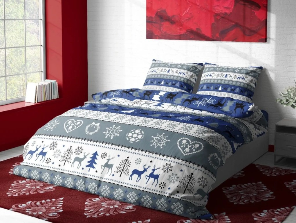 TOP Flanelové povlečení 140x200+70x90 Christmas blue