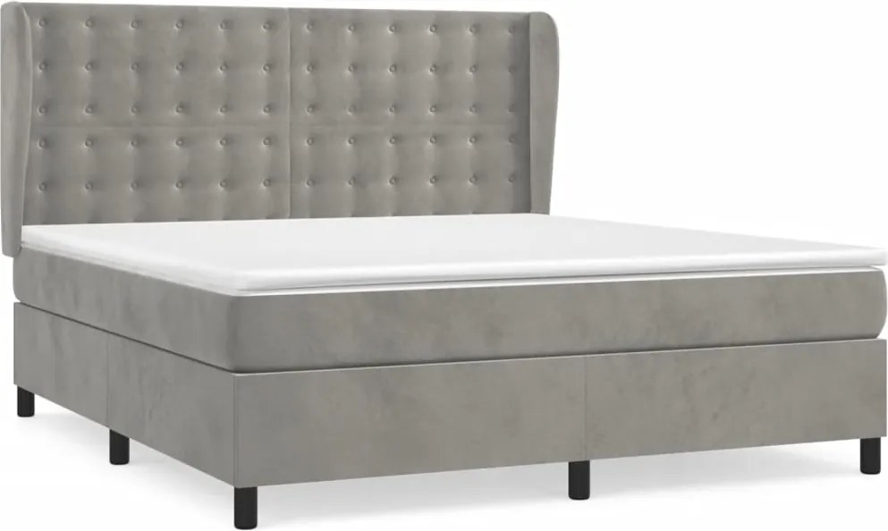 Box spring postel s matrací světle šedá 180x200 cm samet 3129465