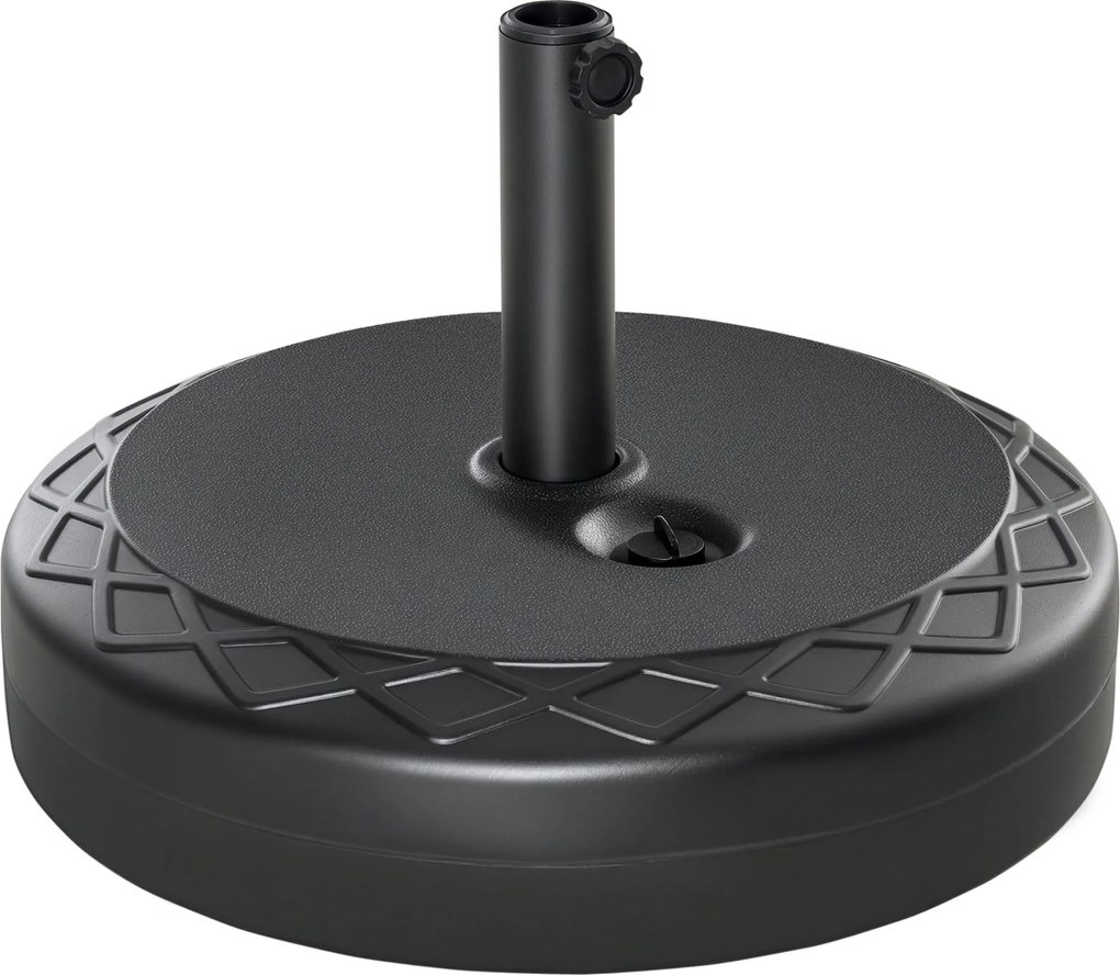 Stojan na slunečník Outsunny do 40 kg, kulatý, naplnitelný, držák, pro tyče o průměru 38/48 mm, pro balkon, terasu, zahradu, černý | Aosom