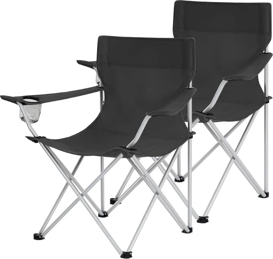 Kempingové židle ROVER, set 2ks, černá SongmicsHome