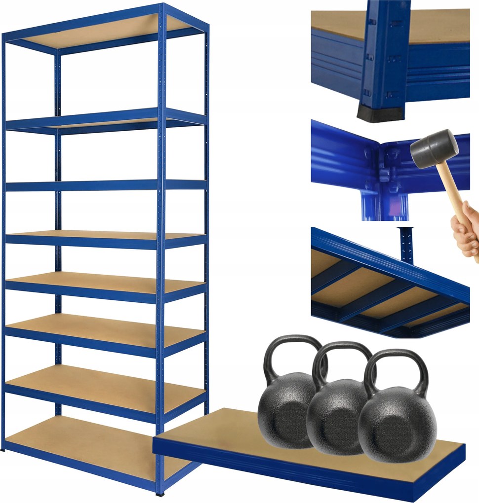Kovový regál skladový stojan Helios 270x100x40 cm 8Px350 kg Pevný Nebe