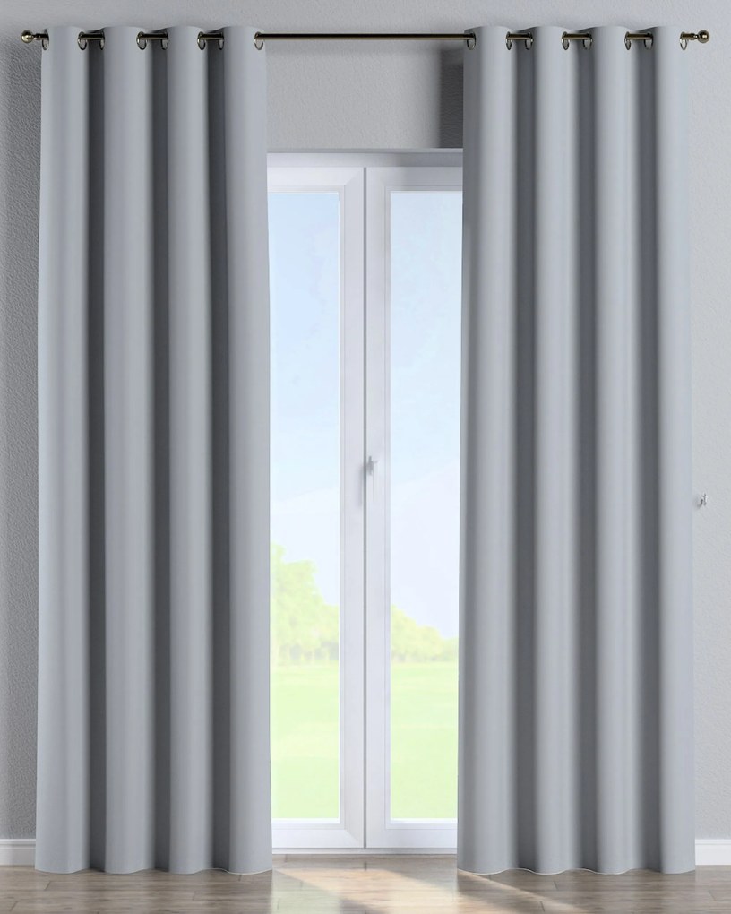 Závěs na kroužcích barva šedá látka zatemňovací