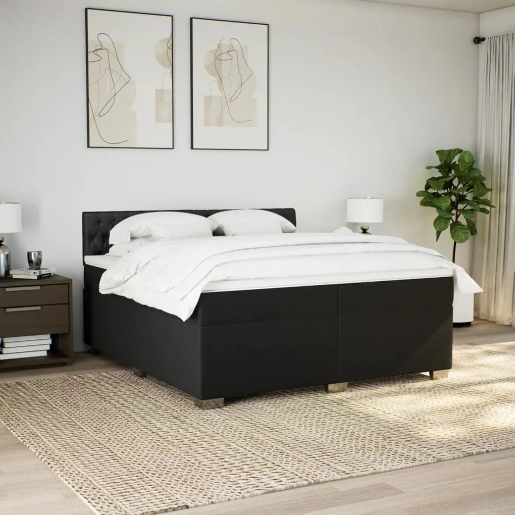 Box spring postel s matrací černá 200x200 cm textil 3288304