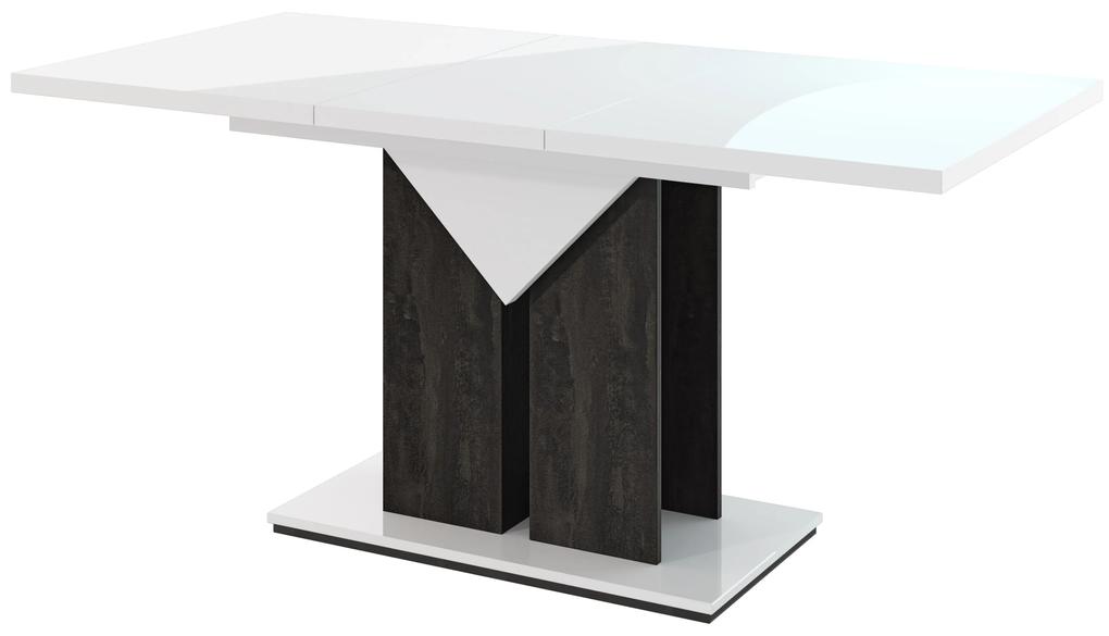 Jídelní stůl Tarni (lesk bílý + tmavě šedá) (pro 4 až 6 osob). 1055253