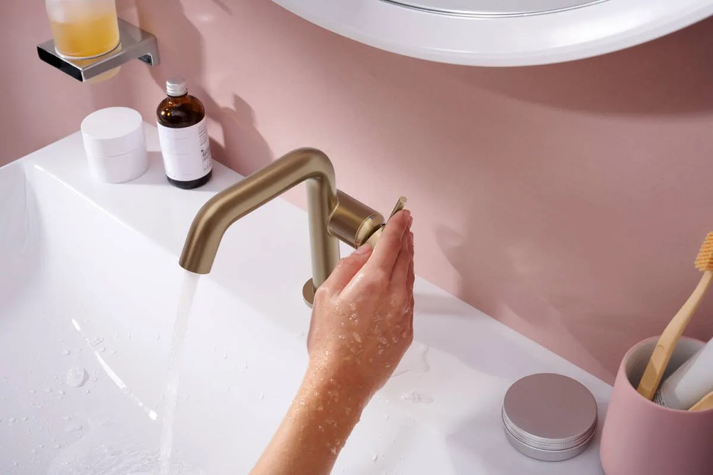 Hansgrohe Tecturis S, páková umyvadlová baterie 110 Fine CoolStart EcoSmart+ bez odtokové soupravy, kartáčovaný bronz, HAN-73321140