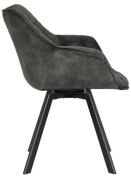 Designová otočná židle Kiara tmavě zelený samet