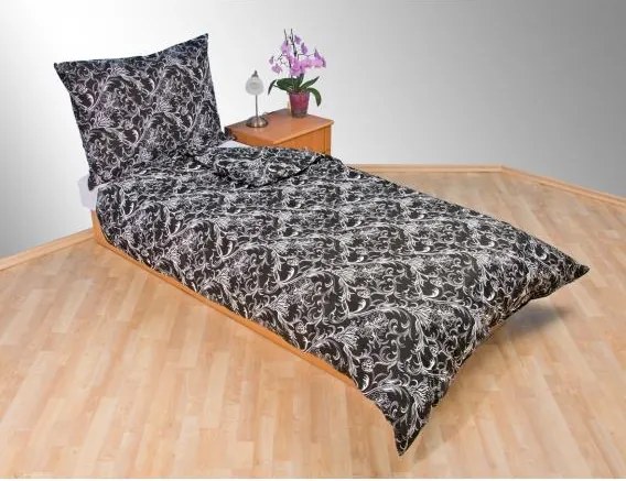 Brotex Povlečení francouzské krep 220x220, 70x90 Kašmír černý, Výběr zapínání:, Varianta  zipový uzávěr 8594570024181