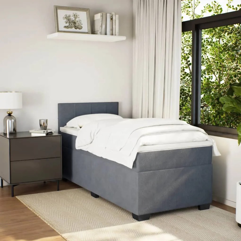 Box spring postel s matrací tmavě šedá 80 x 200 cm samet 3288463