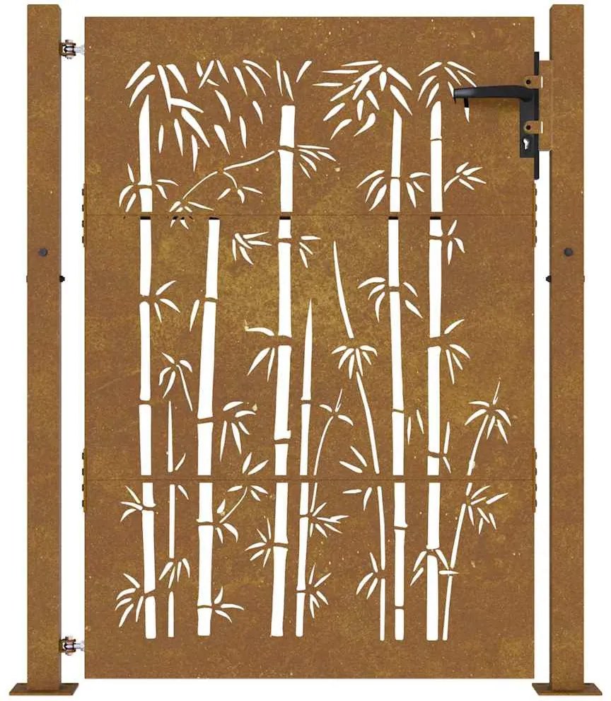 Zahradní brána 100 x 150 cm corten ocel bambusový design 153241